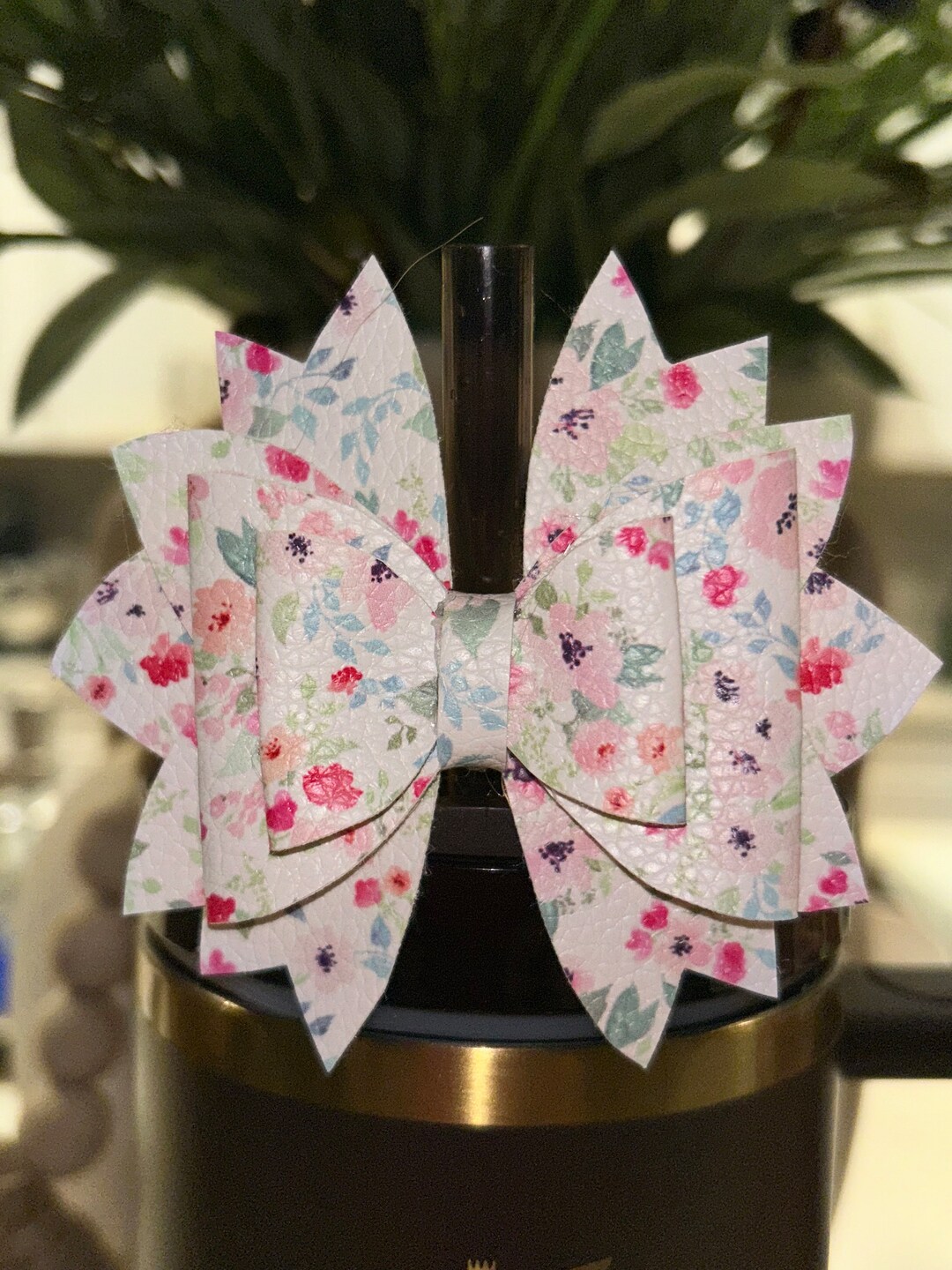 Stanley Floral Flowers Wildflowers Print Bow Straw Topper - Etsy
