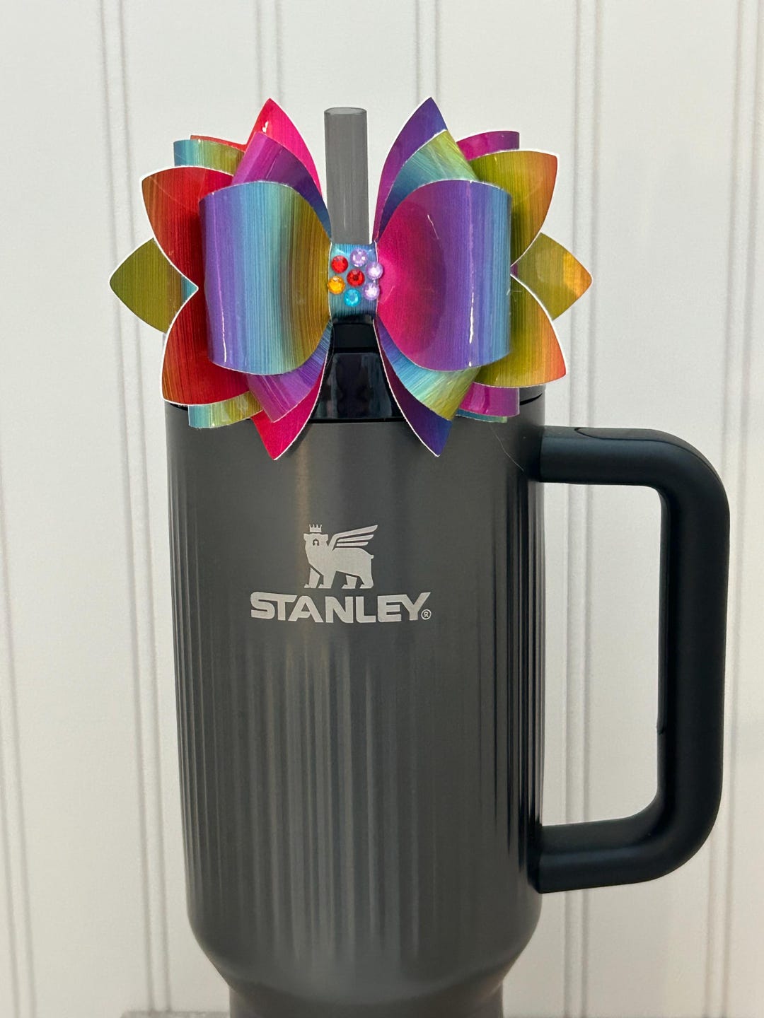 Jumbo Stanley Iridescent Fade Gloss Rainbow Straw Topper Bow - Etsy