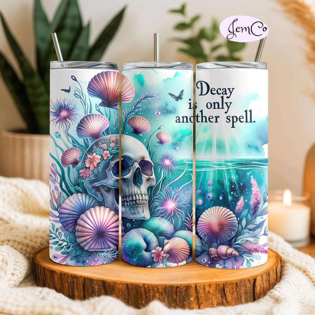 Sea Witch Skull Tumbler Wrap: Gothic Seashell Design (digital Download ...