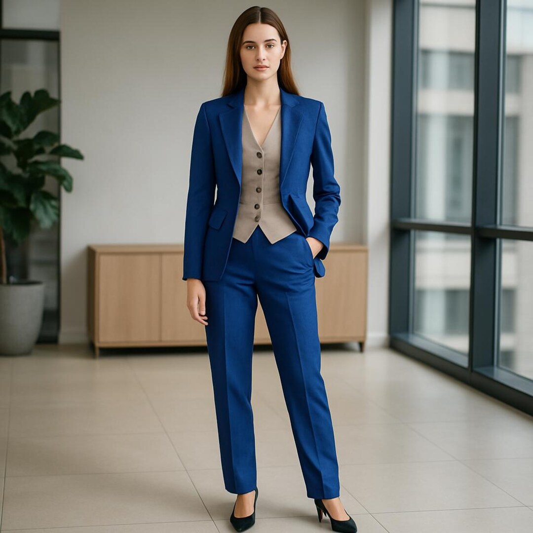 Women's Royal Blue Color 3 Piece Suit - Bridesmaid ,prom , Event ...