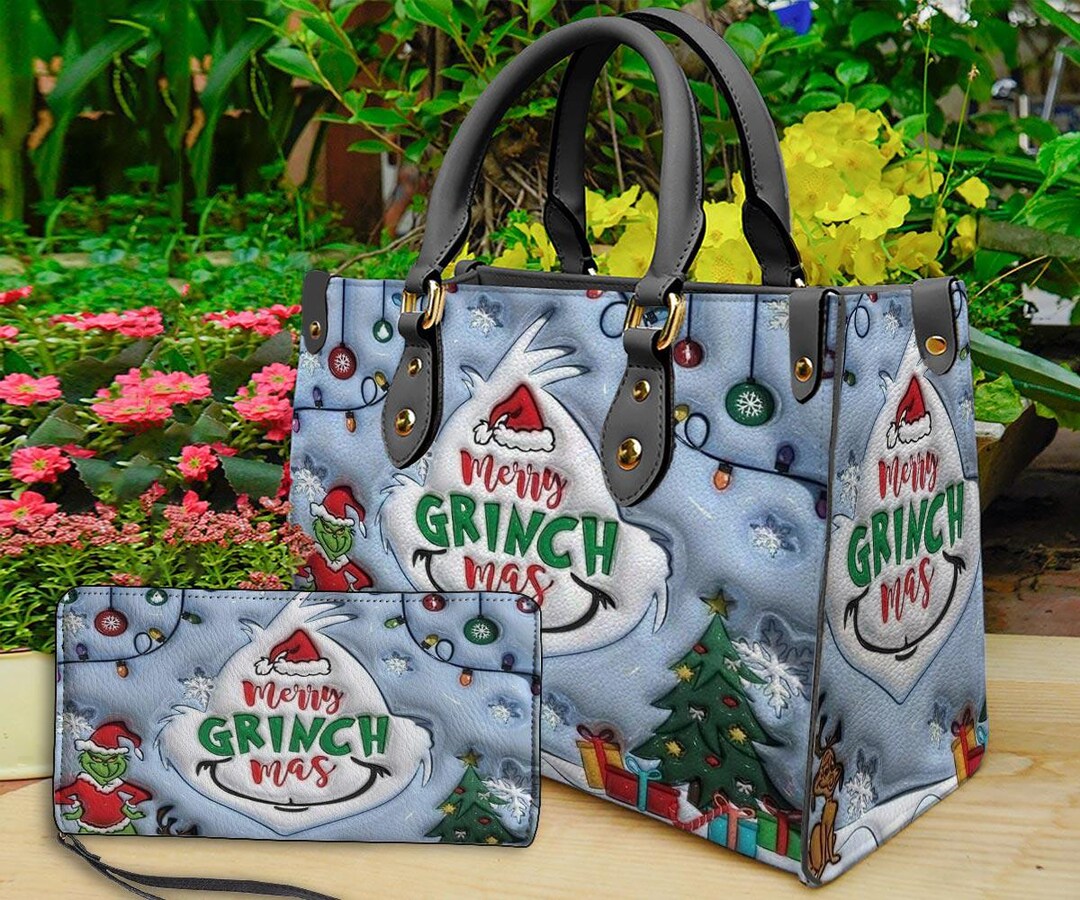 Personalized Grinch Christmas Leather Handbag, Grinch Women Bags ...