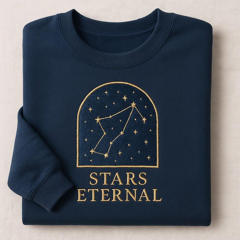 Stars Eternal Constellation Embroidered Sweatshirt, Gold Celestial ...
