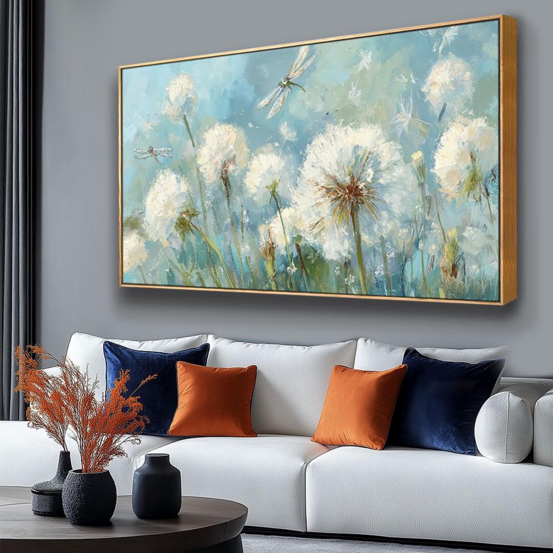 Sunny Day Dragonfly Dandelion Clump Art Modern Style Mural Home ...