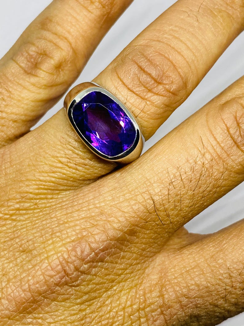 African Amethyst Ring for Men – 925 Sterling Silver, Royal Design - Etsy