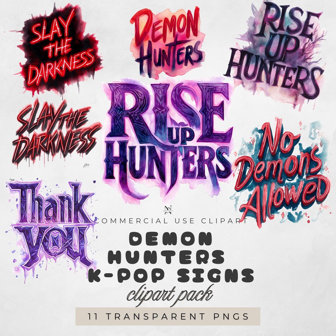 K-pop Demon Hunters Watercolor Clipart – Neon Signs (PNG) - Etsy UK
