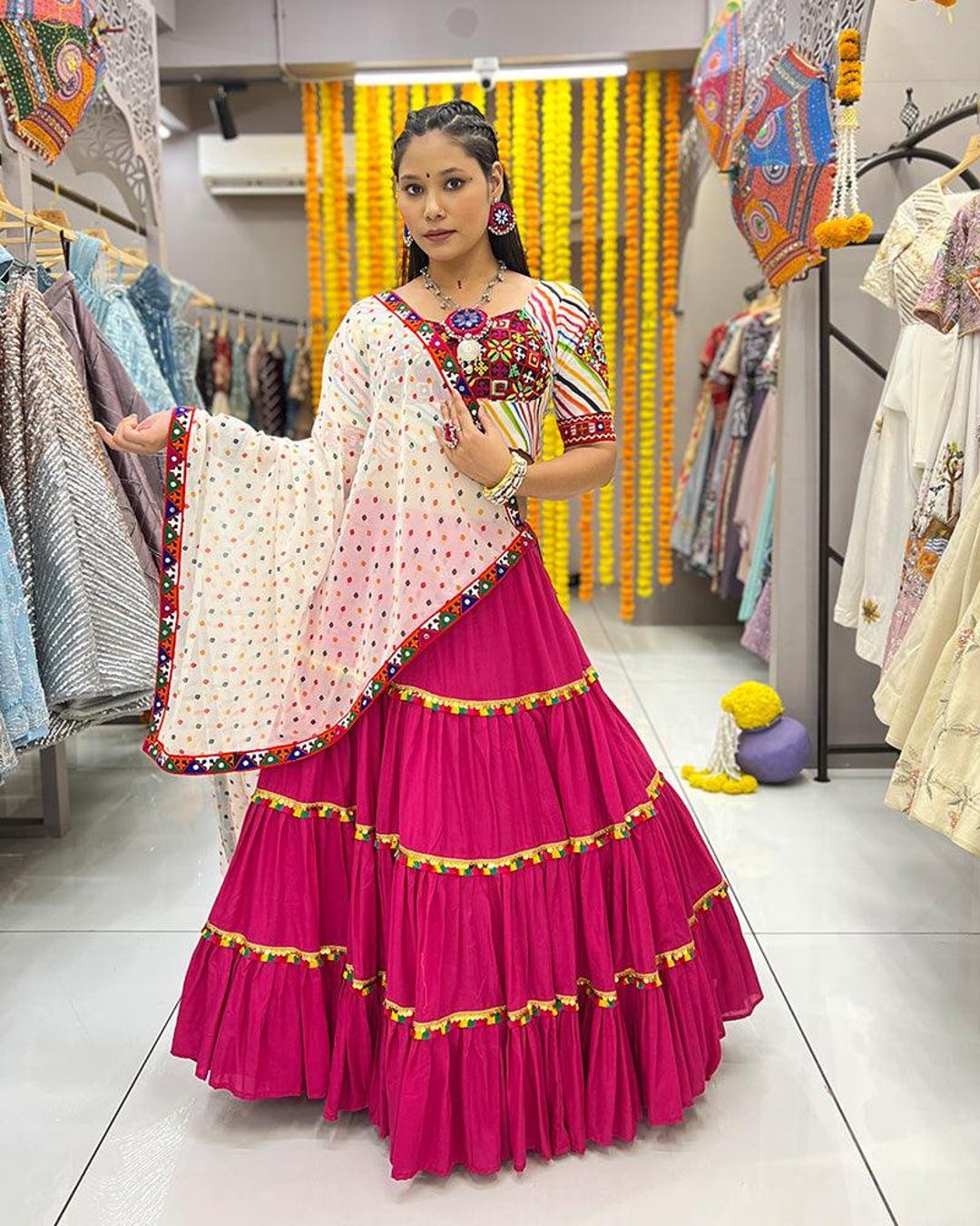 Big Flair 12 Mtr Navratri Special Heavy Rayon Chaniya Choli for Woman ...