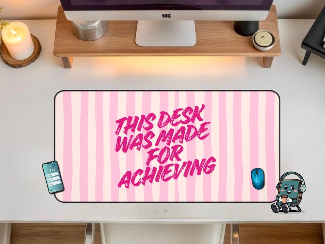 Pink Desk Pad for Girls Study Table Neoprene Workstation Pad Waterproof ...