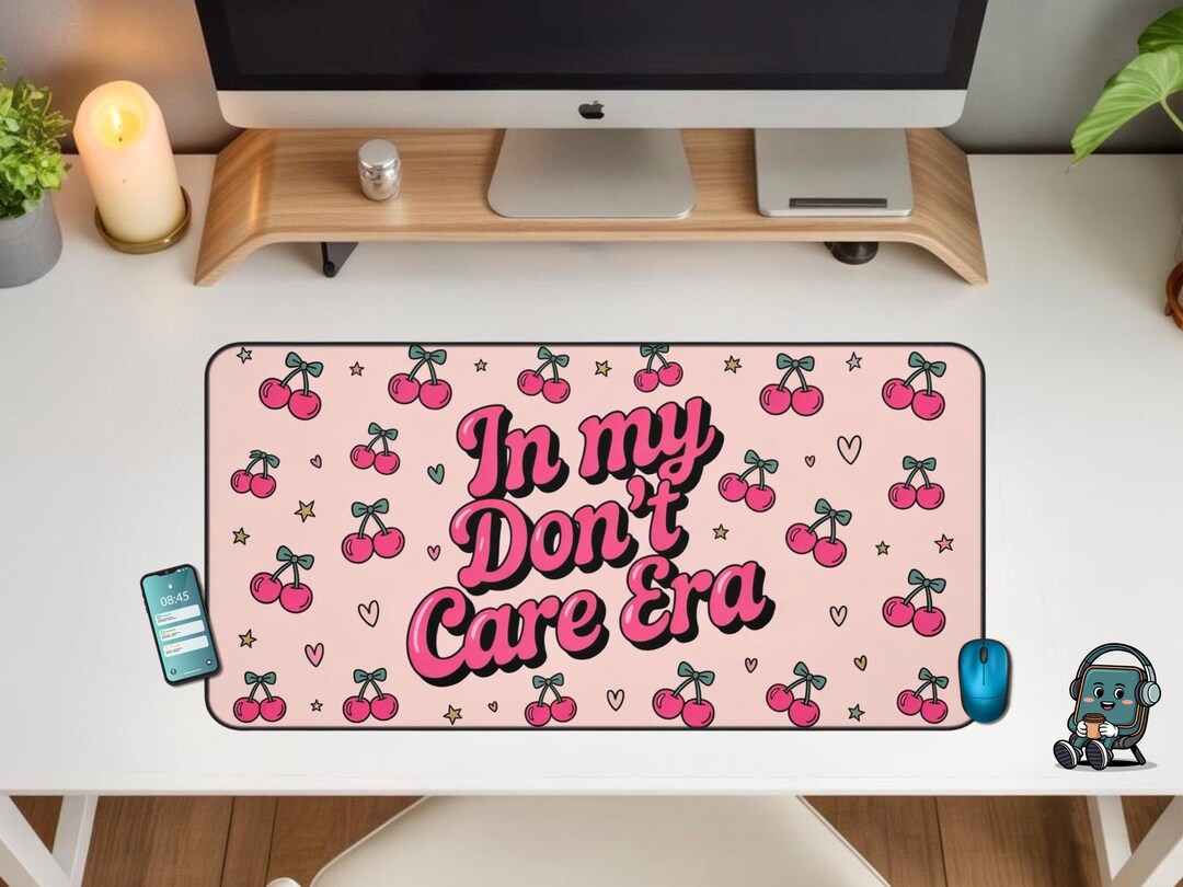 Cherry Desk Mat Cute Aesthetic Desk Pad XL Non Slip Neoprene Study Mat ...