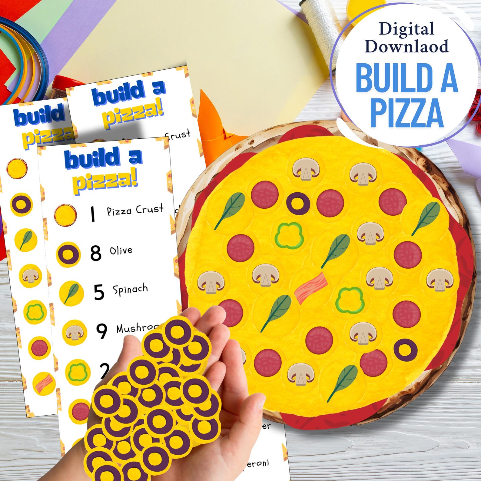 Build-a-pizza Counting Game | Printable Montessori Pizza Math ...