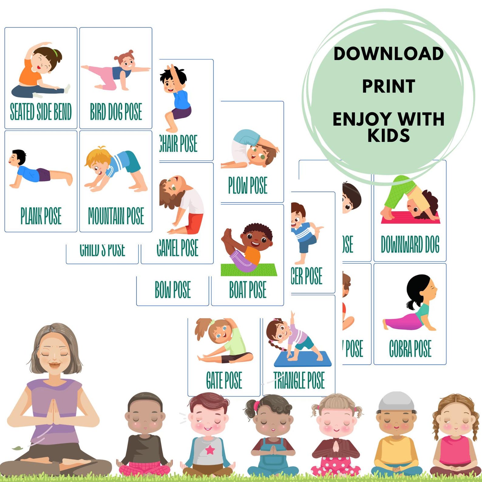 Kids Yoga Flashcards – 20 Printable Yoga Poses for Children ...