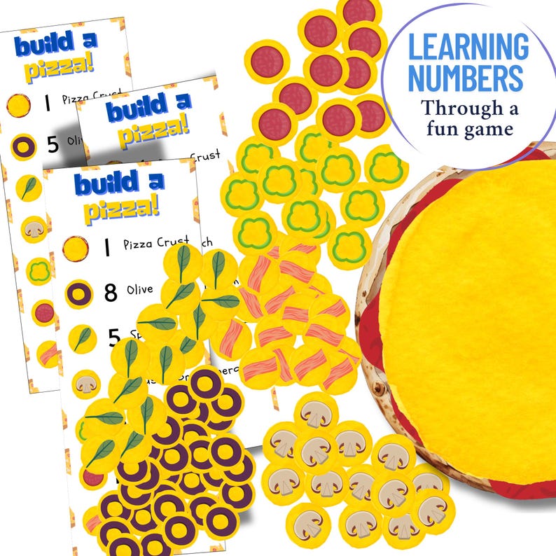 Build-a-pizza Counting Game | Printable Montessori Pizza Math ...