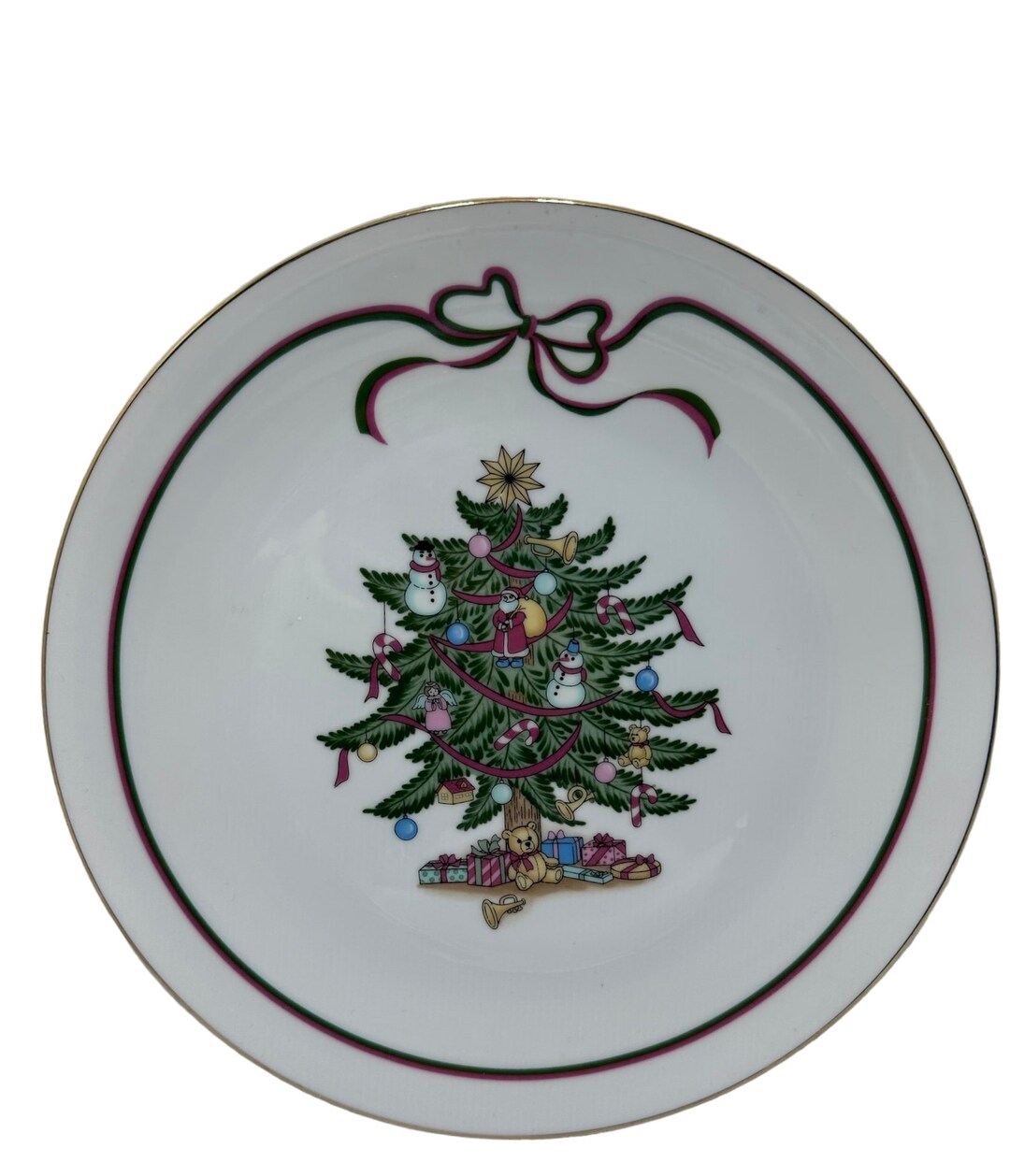Vintage RUSS Holiday Christmas Tree Porcelain Plate #5001, JAPAN, 9.5 ...