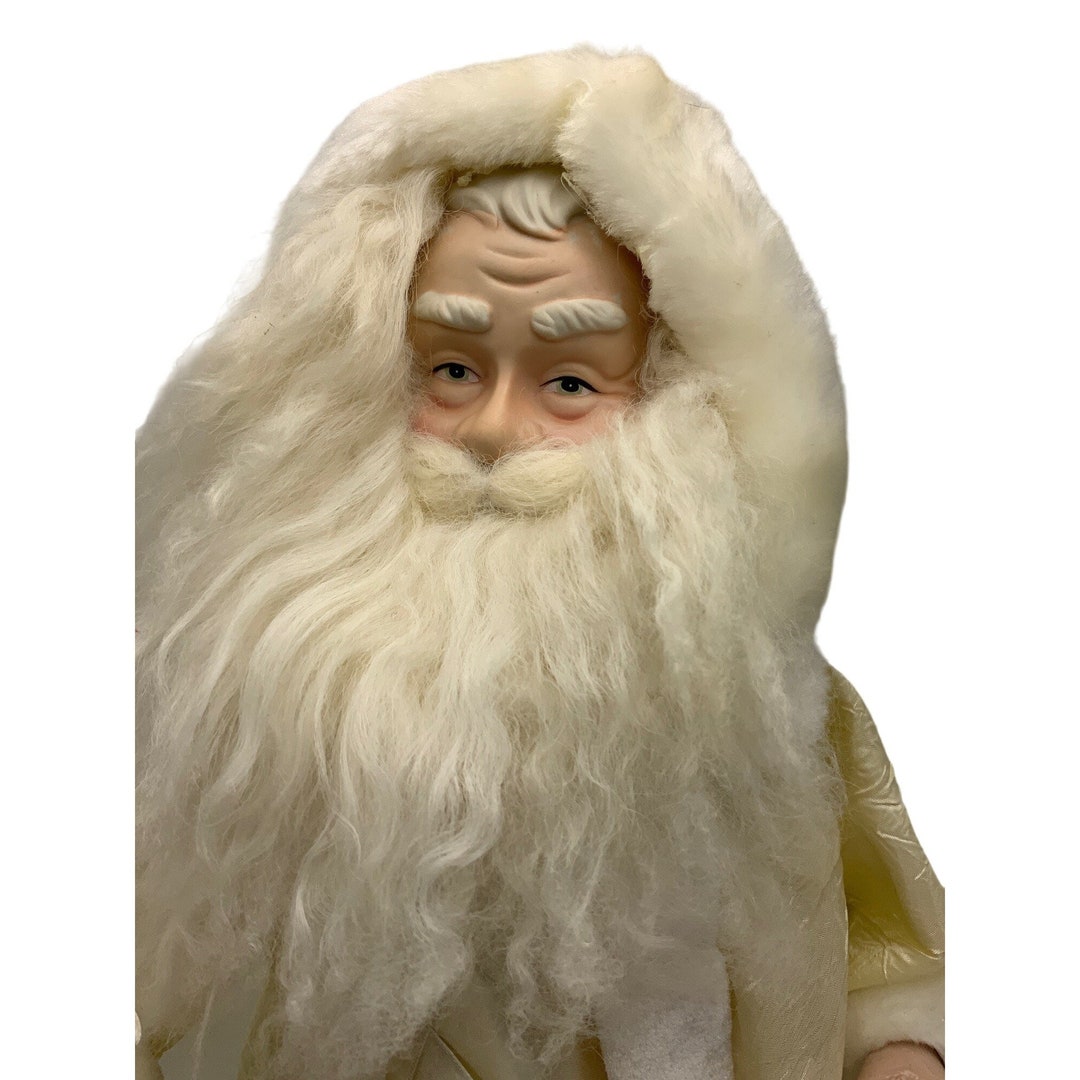 Dan Dee White Father Christmas, Satin, Fur, Vintage Christmas Ornament ...