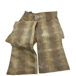 Snake Skin Leather Pants, Denim Cut, Pocket, Fully Lined, Beige, Tan ...