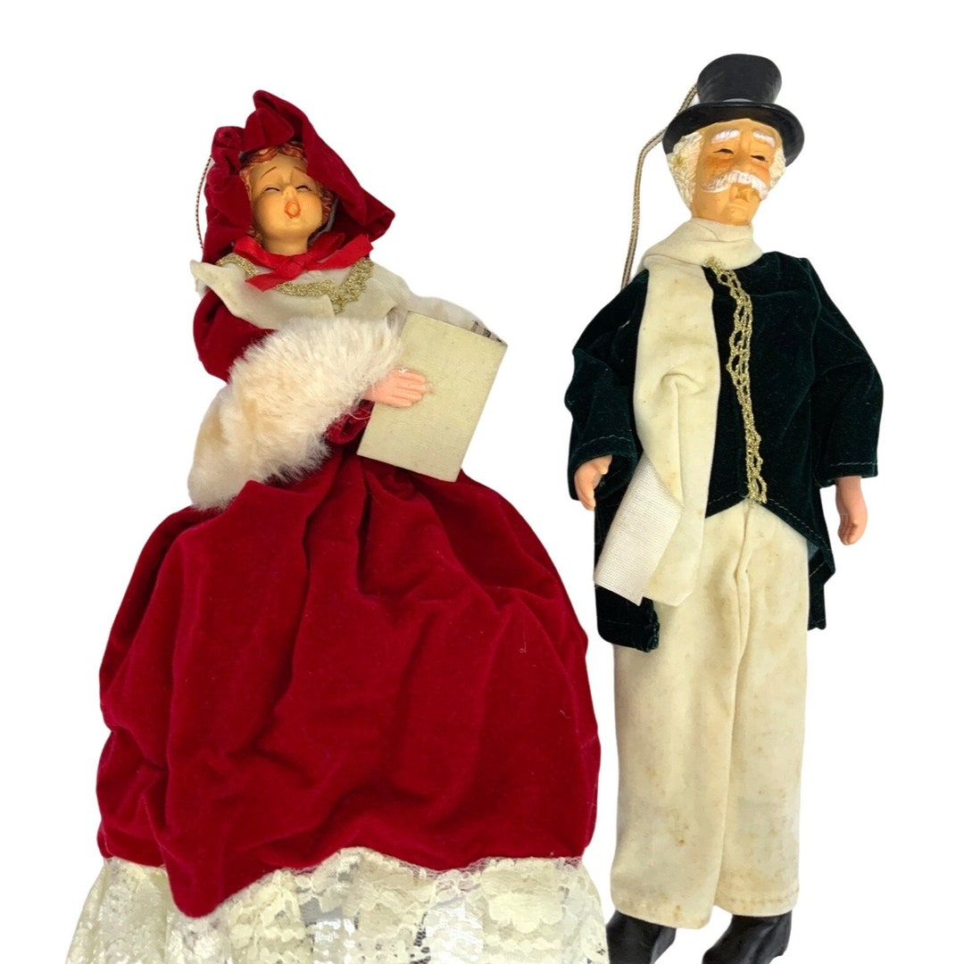 Victorian Carolers Couple Christmas Tree Decoration Large 11" Vintage ...