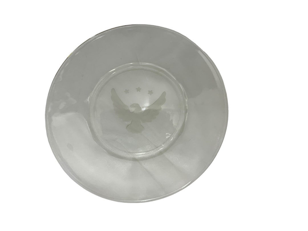 Elegant Patriotic Etched Bald Eagle Plates Set of 8, 7 3/4" Stars Glass ...