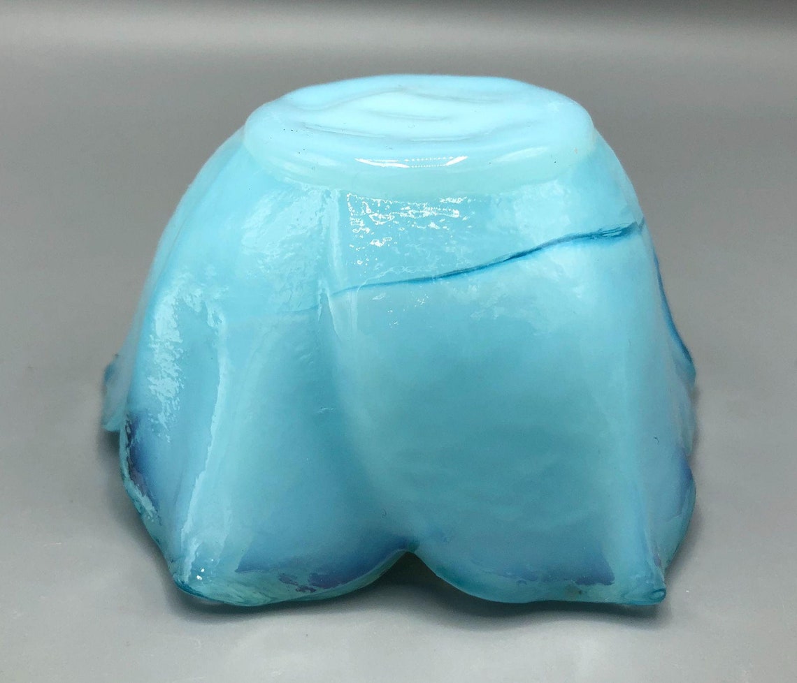 Handblown Clear and Opaque Slag Glass Powder Blue Glass Candle - Etsy