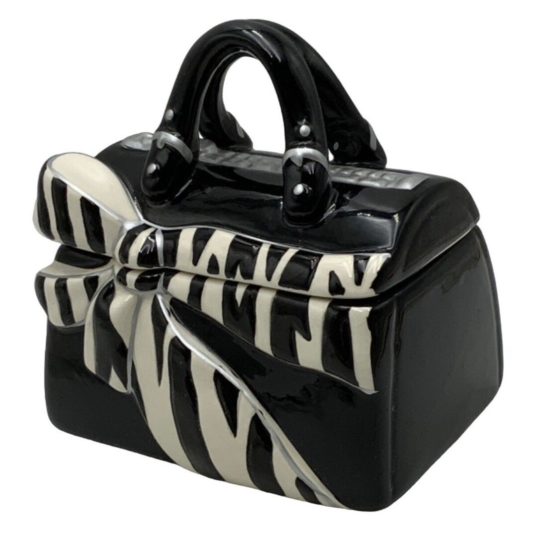 Vintage Davids Cookies Purse Zebra Bow Ceramic Trinket Box - Etsy