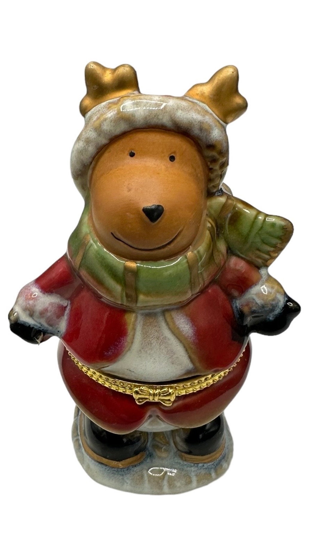 Christmas Hinged Trinket Box Santa Reindeer, Porcelain, 4.5x3x2” - Etsy