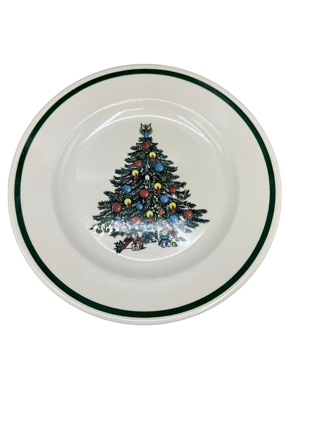 Sebring, Vintage 10 1/4" Christmas Tree Dinner Plate Green Rim Royal ...