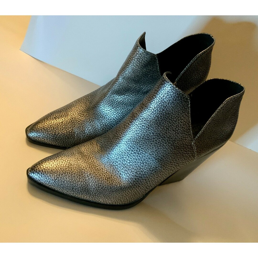 Womans Naturalizer Shagren Rosetta Pewter Leather Booties Size 10 WIDE ...
