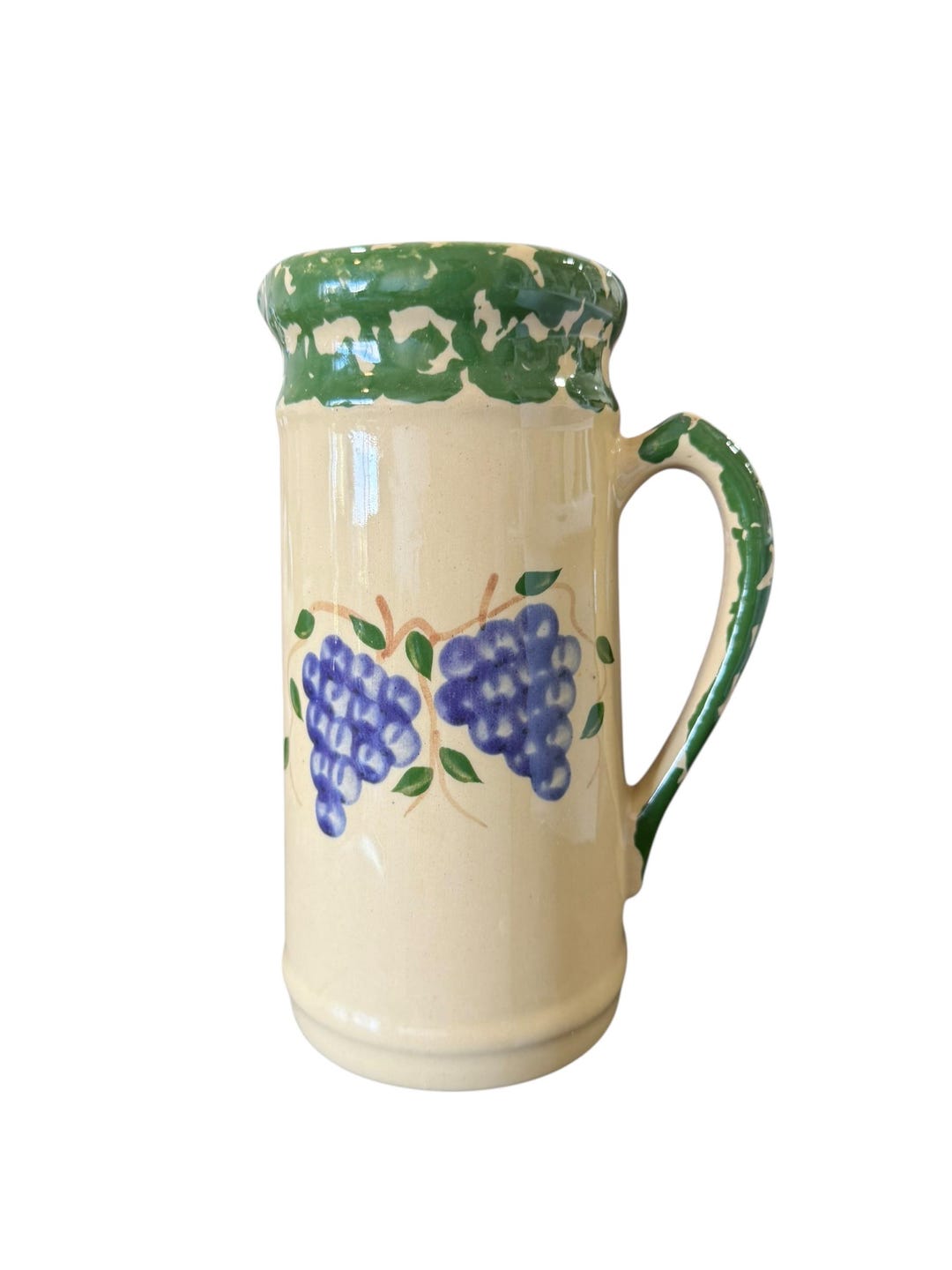 Alpine Pottery Roseville OH 1999 Tall Large 42oz Pitcher With Basket of ...
