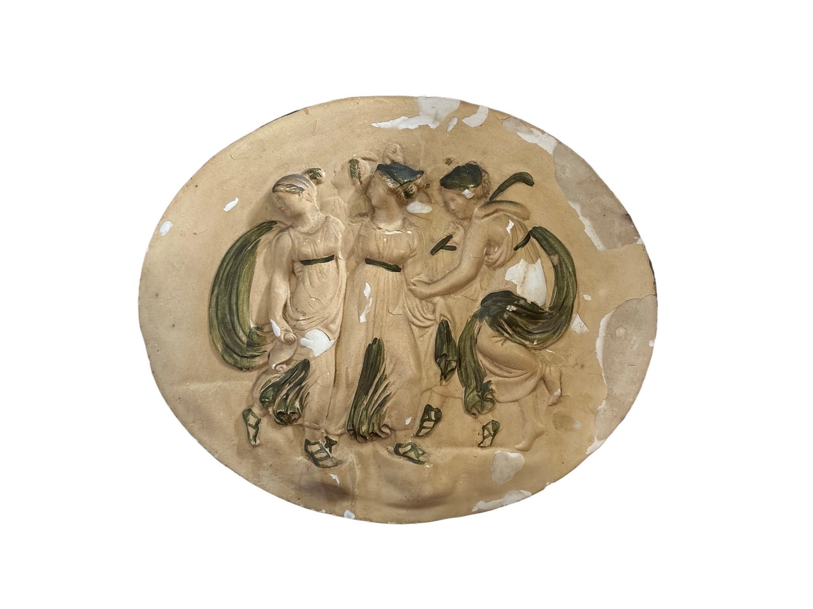 Vintage Hand Painted Plaster Cast Oval Wall Hanging Romans 16x13.5” - Etsy