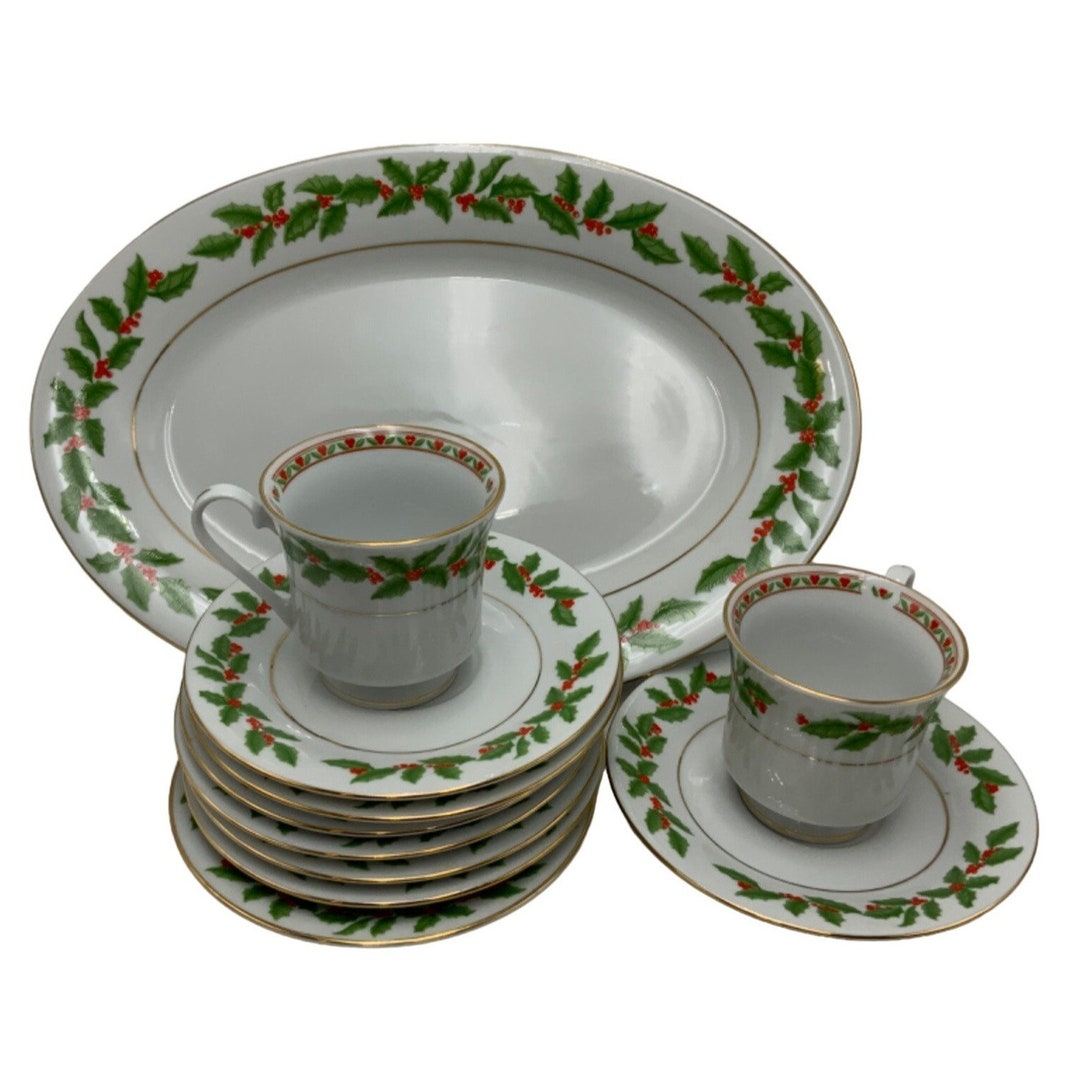 Ceramic Holly, CROWN MING Fine China Christmas Dining, Vintage - Etsy