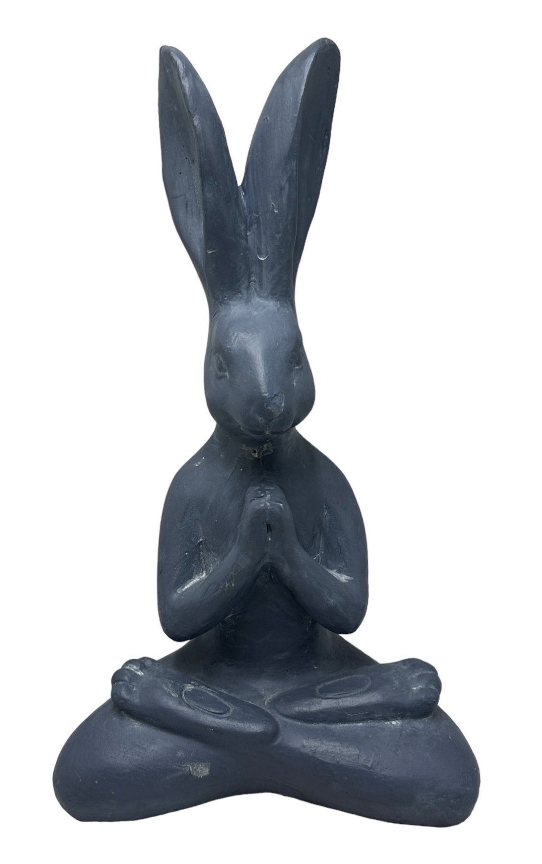 Anjali Mudra, Yoga Pose, Rabbit Statue, Gray, Ceramic Figurine, 13 Inch ...