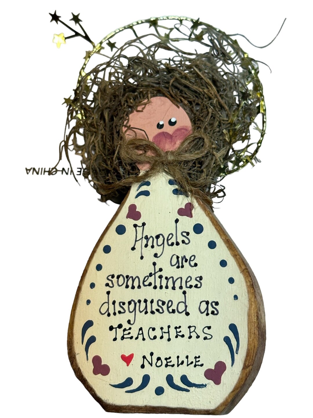 Wood Angel Figurine, Cottage Core Teacher Gift, Christmas Ornament ...