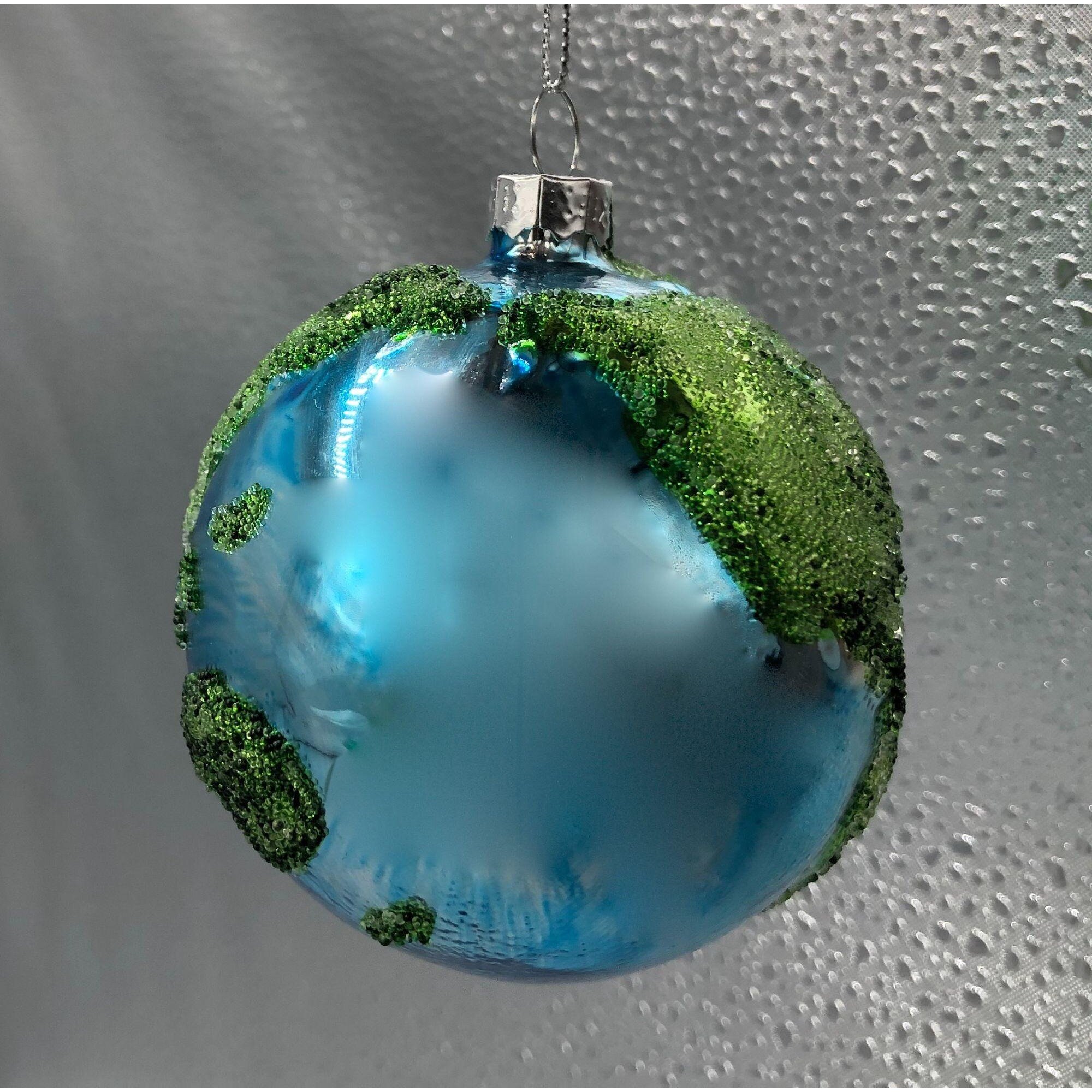 Planet EARTH Globe Christmas Ornament NWT Blue with glitter | Etsy