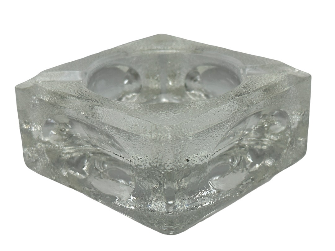 MCM Heavy Textured Glass Concave Sides Ice Finish 3x3x1.5 - Etsy