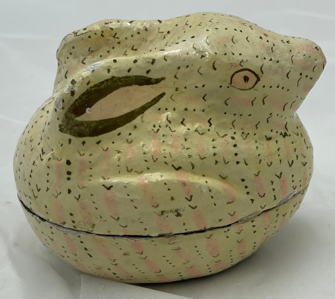 Vintage Paper Mache Bunny Trinket Box and Painted, Pink and Gold - Etsy
