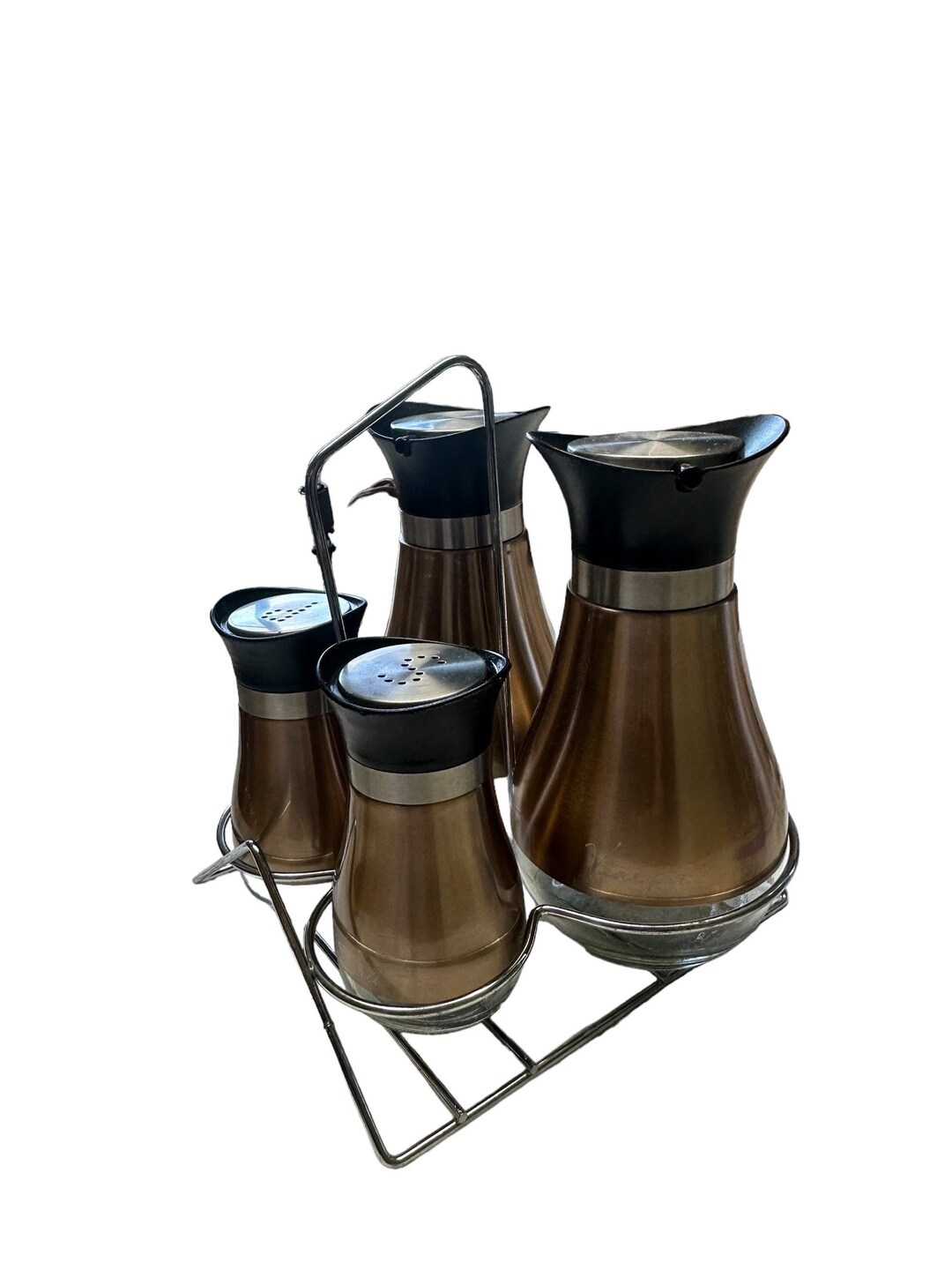 5 Piece Condiment Set, Kitchen Storage, Salt and Pepper, Oil and ...