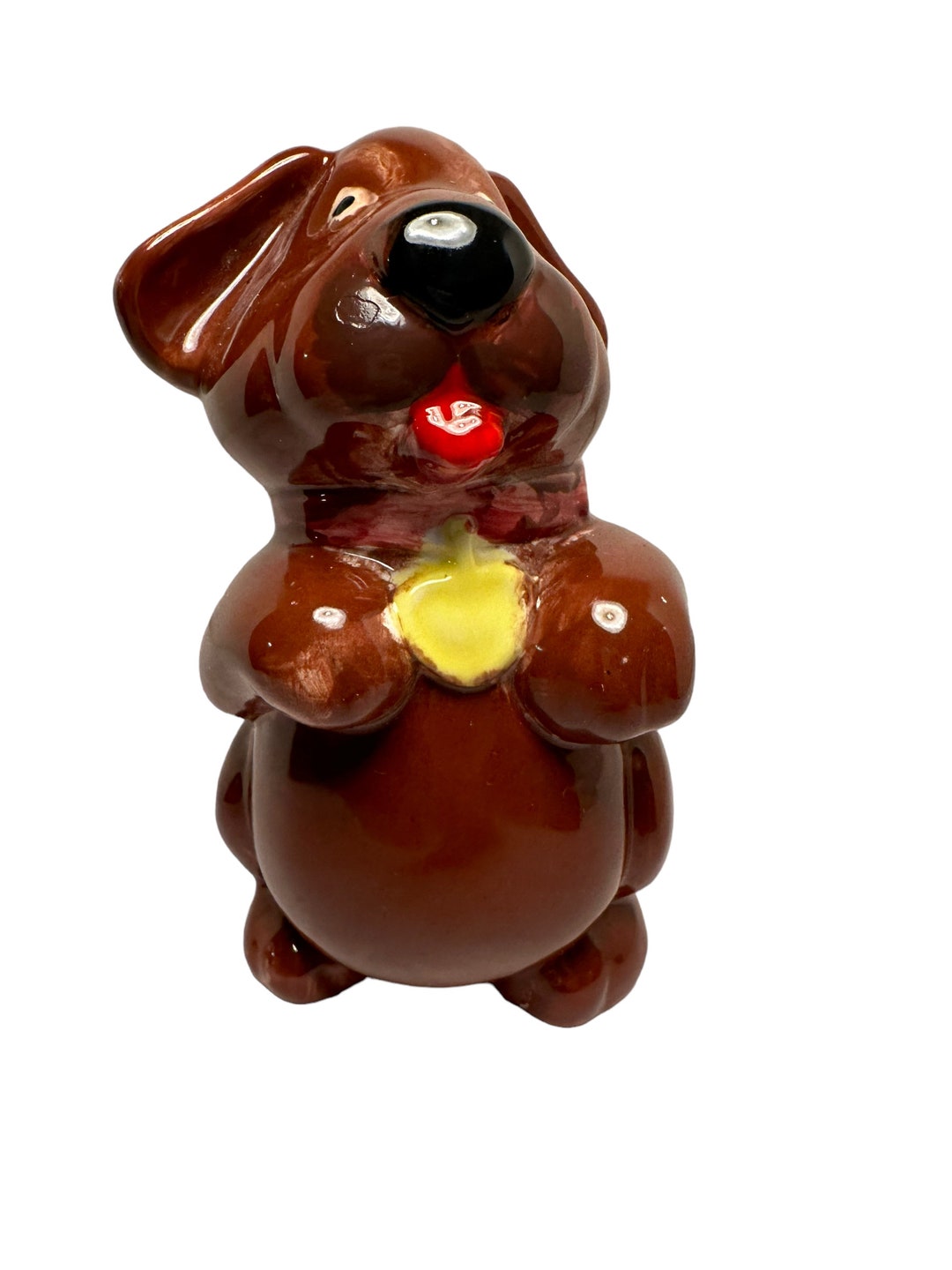 Hand Painted Brown Ceramic Dog Coin Bank, 6.25x4” - Etsy
