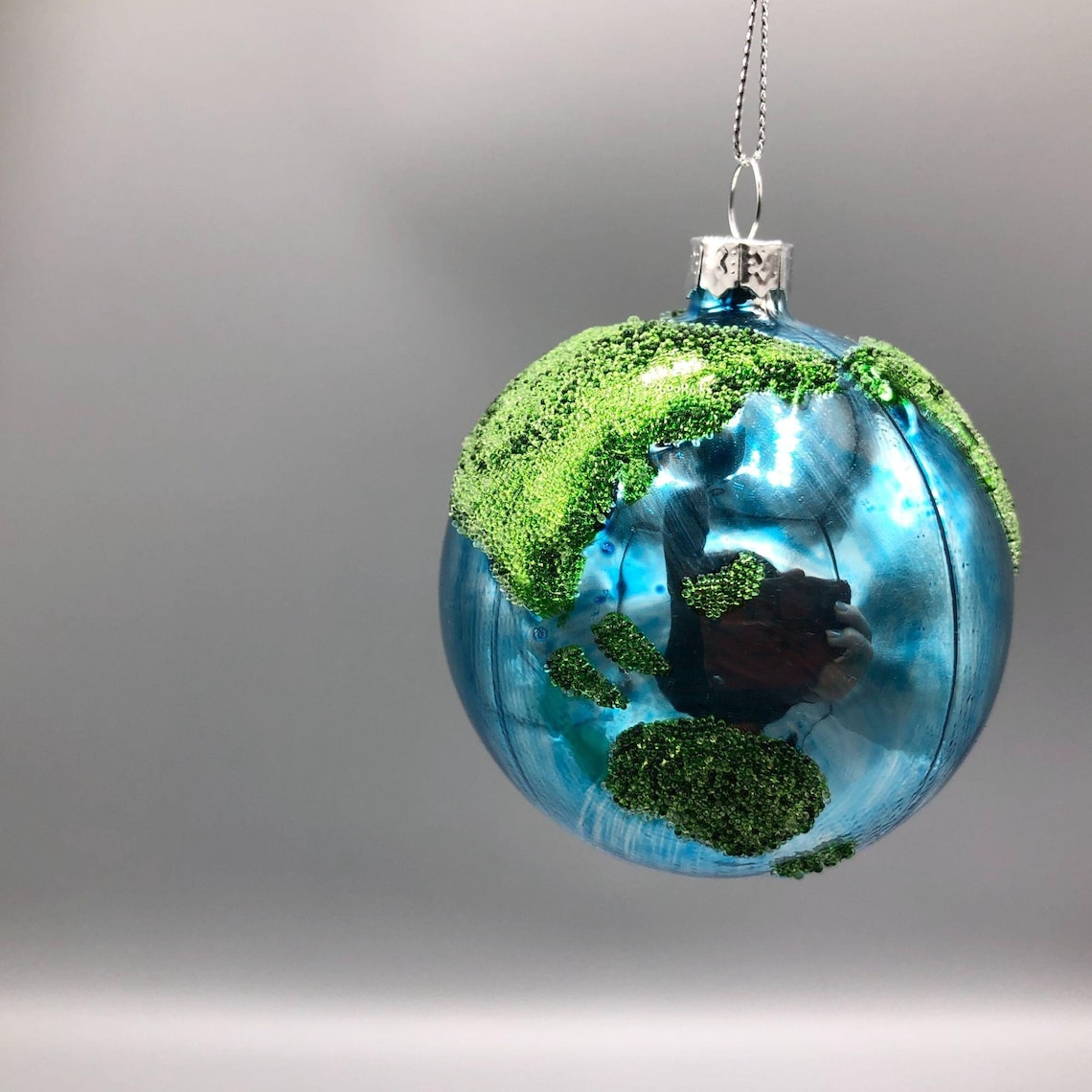 Planet EARTH Globe Christmas Ornament NWT Blue with glitter | Etsy
