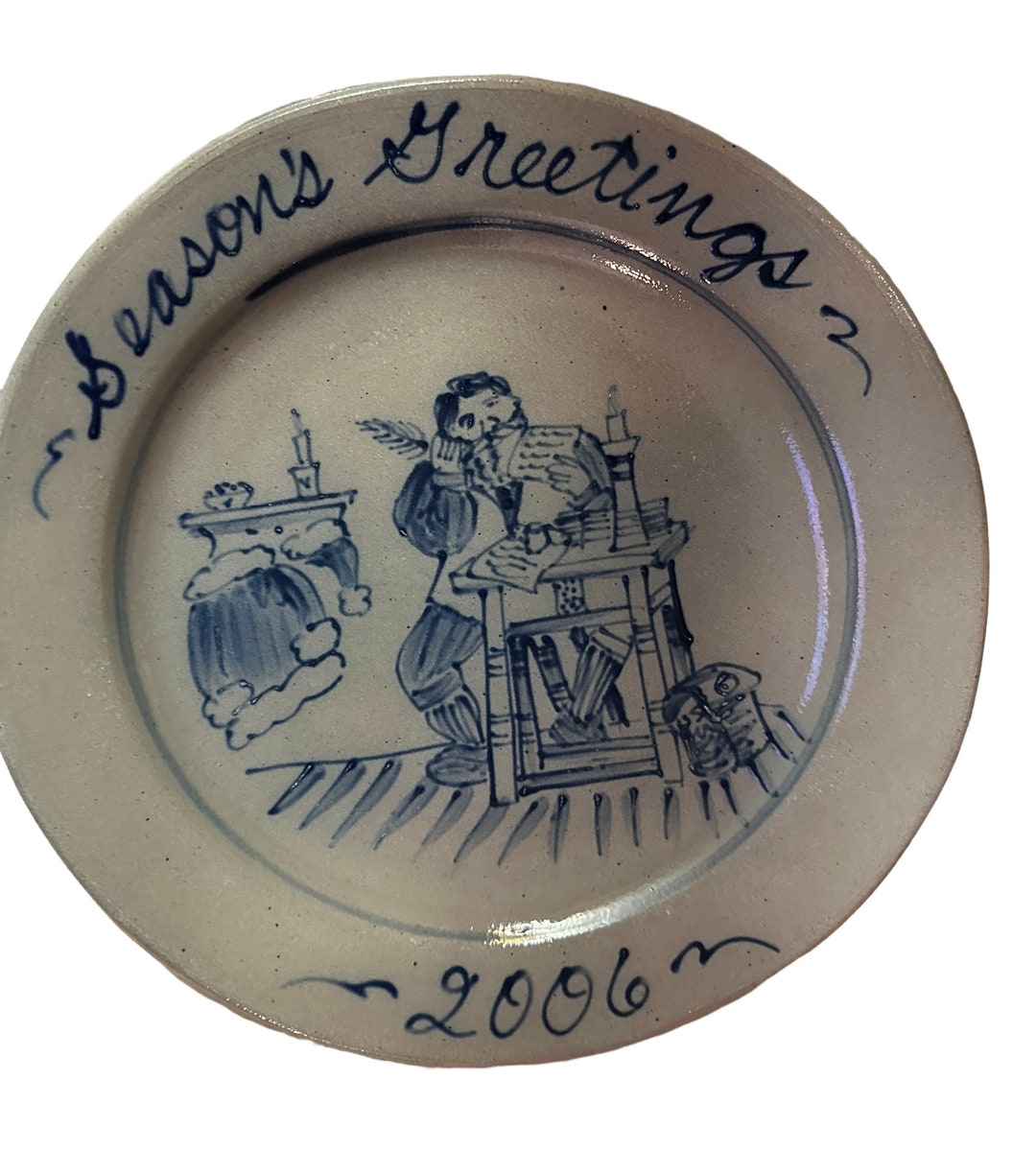 Rowe Pottery Works Salt Glaze Santa Claus Merry Christmas Hand Crafted ...