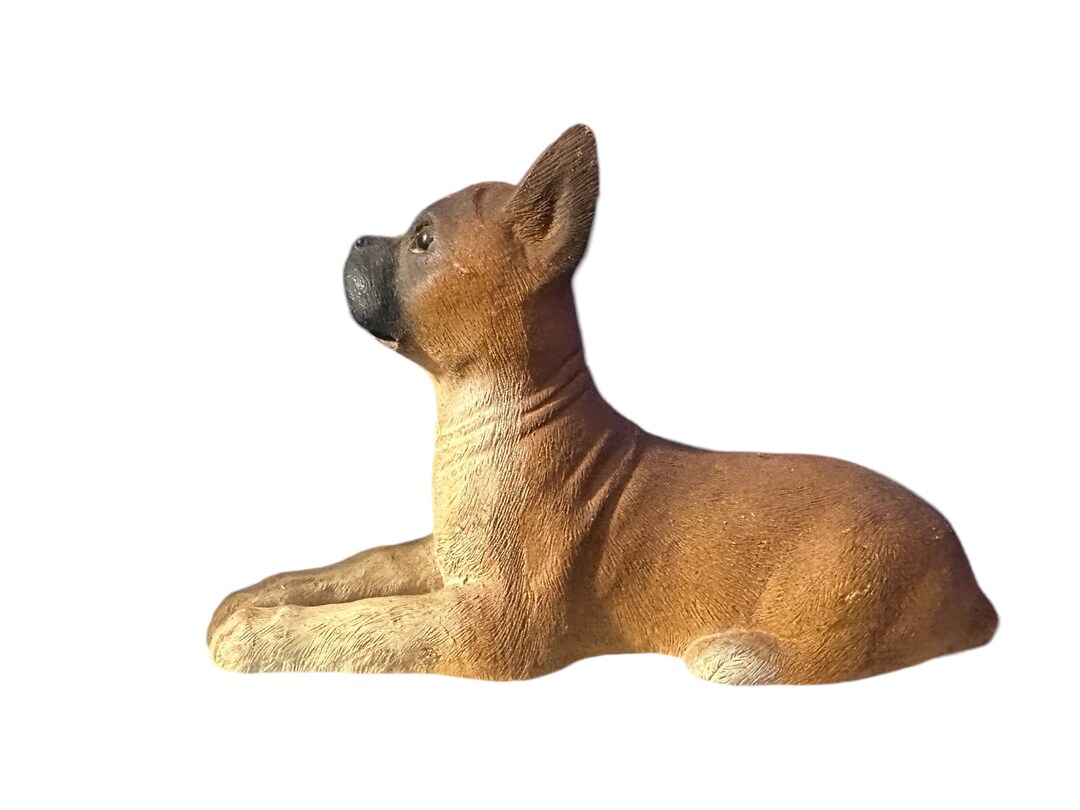 1988 CASTAGNA ITALY Reclining Fawn W/ Black MASK Boxer Dog Figure, 7 ...