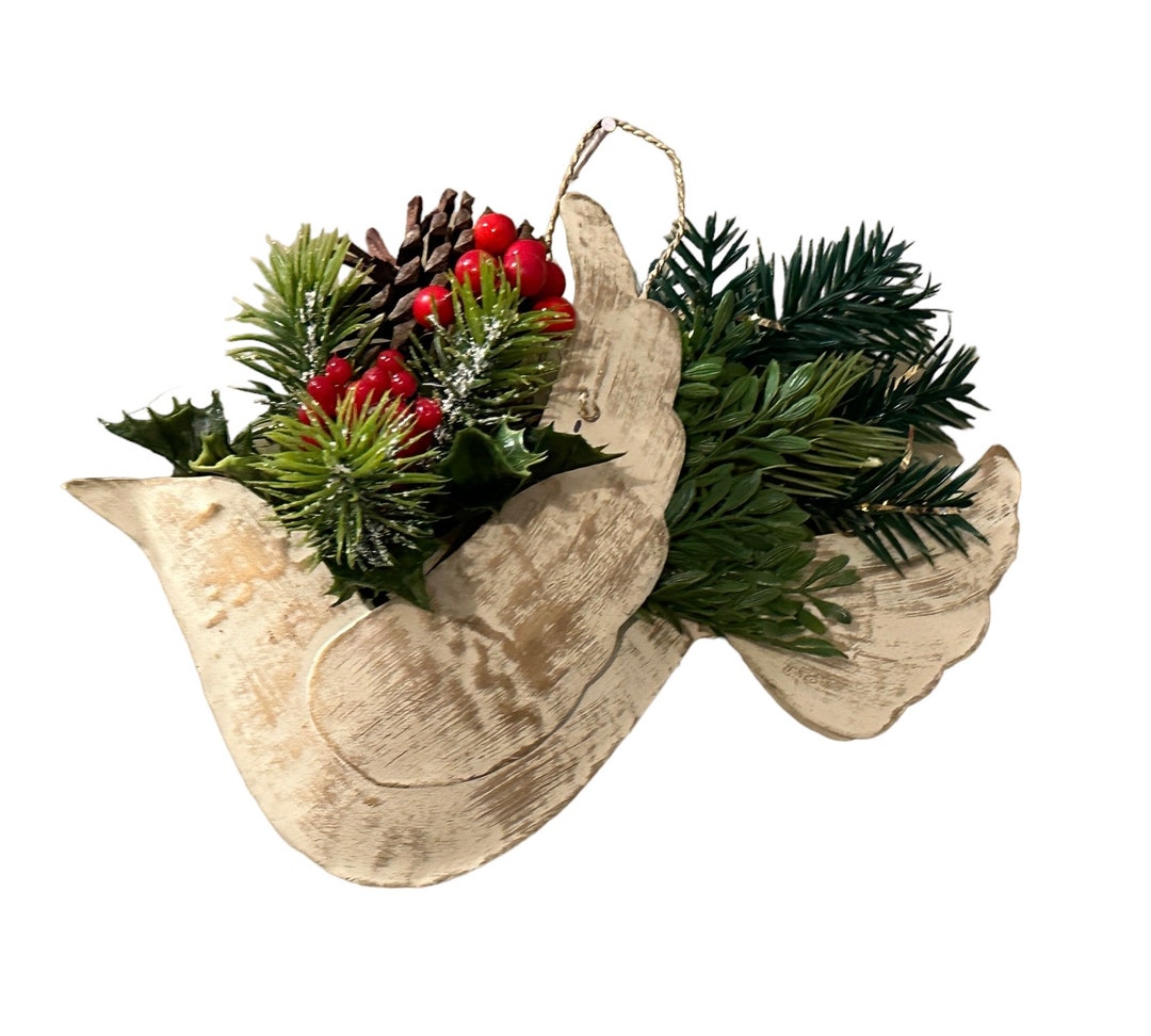 White Christmas Dove Wall Pocket, Tree Ornaments, Hand Designed and ...