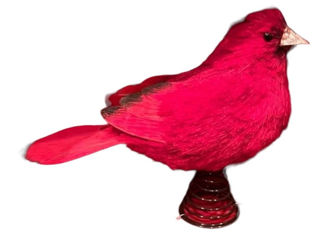 Pottery Barn RED BIRD Tree Topper Christmas Cardinal Bottle Brush Wood ...