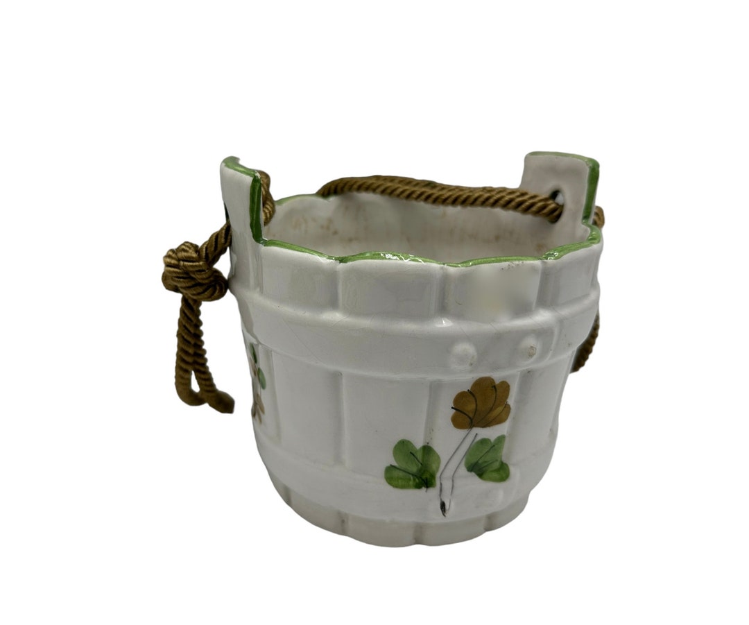 Ceramic Bucket Shape Italy Hand Painted FTD, Vintage - Etsy