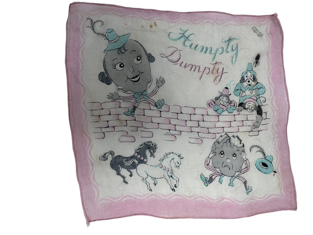 Humpty Dumpty Antique Handkerchief, Pink, 8x8” - Etsy