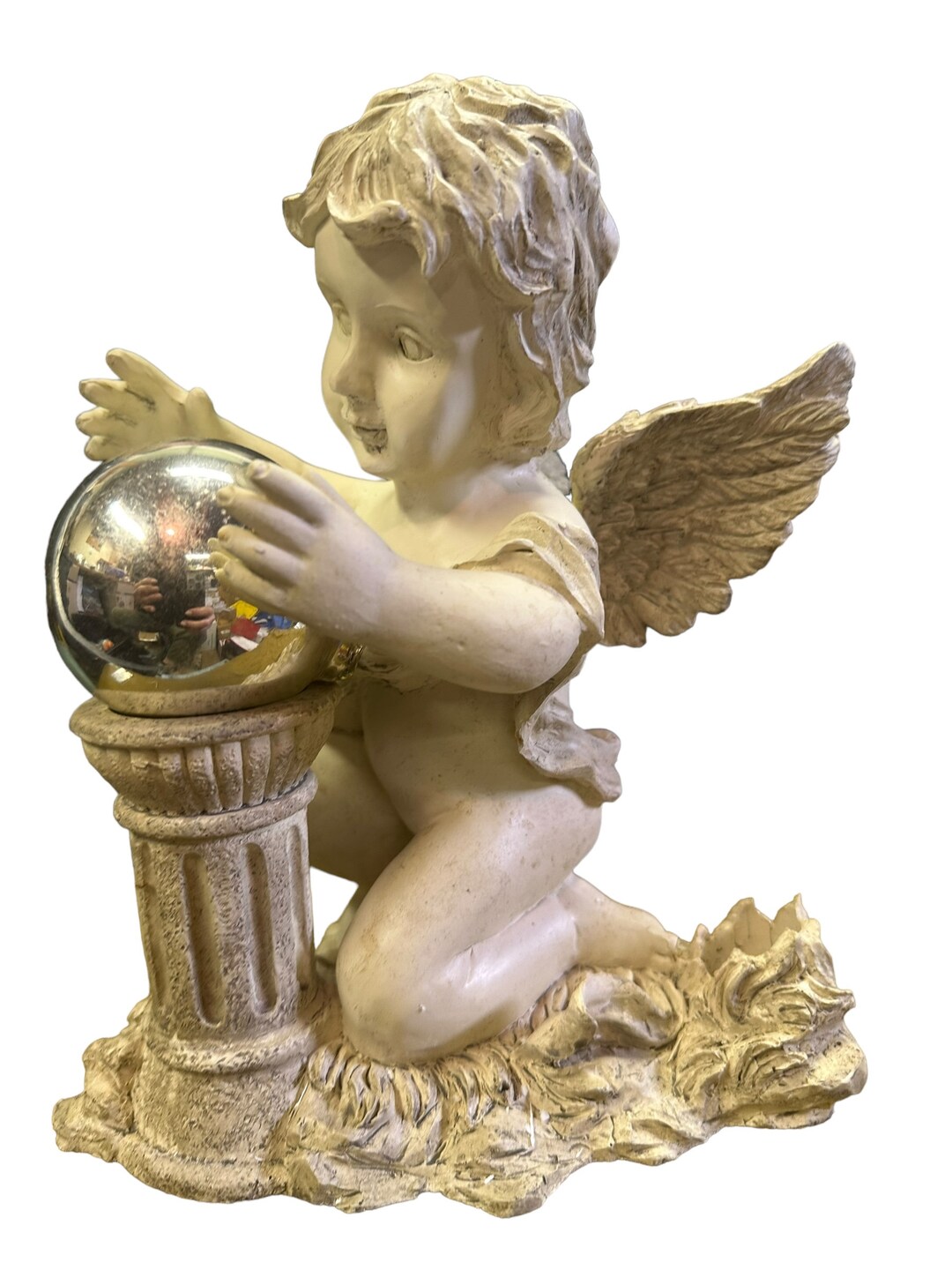 Cherub Statue, Angel W Gazing Ball, New, Read - Etsy