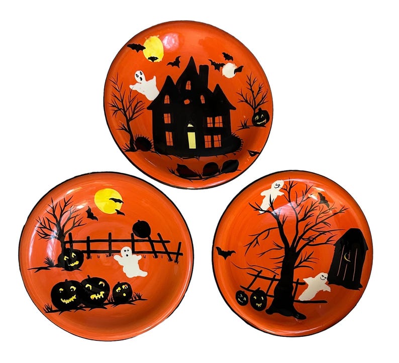 Vintage 1990s Sakura Haunted Hideaway Halloween 3) 8” Black Cat Ceramic ...
