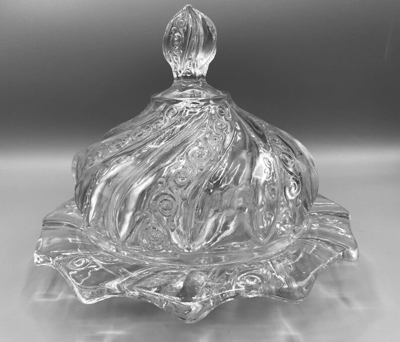 Fostoria Wedding Bells Crystal Butter dish Spiral Dome lid and | Etsy