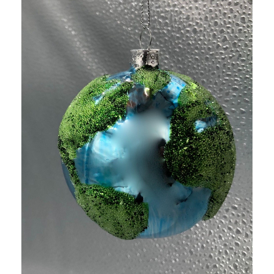 Planet EARTH Globe Christmas Ornament NWT Blue with glitter | Etsy