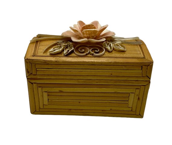 Seashell and Split Bamboo Felt Lined Trinket Treasure… - Gem