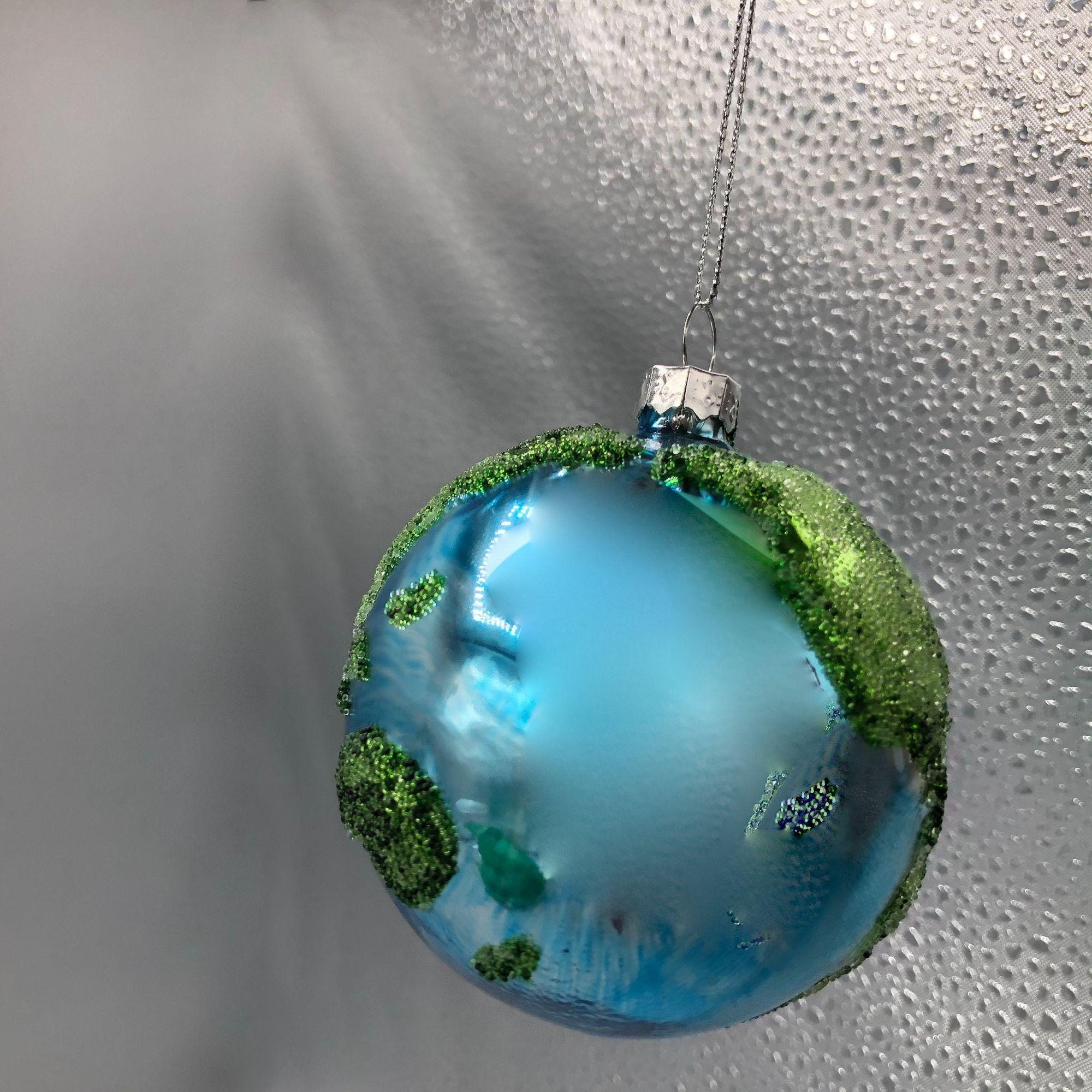 Planet EARTH Globe Christmas Ornament NWT Blue with glitter | Etsy