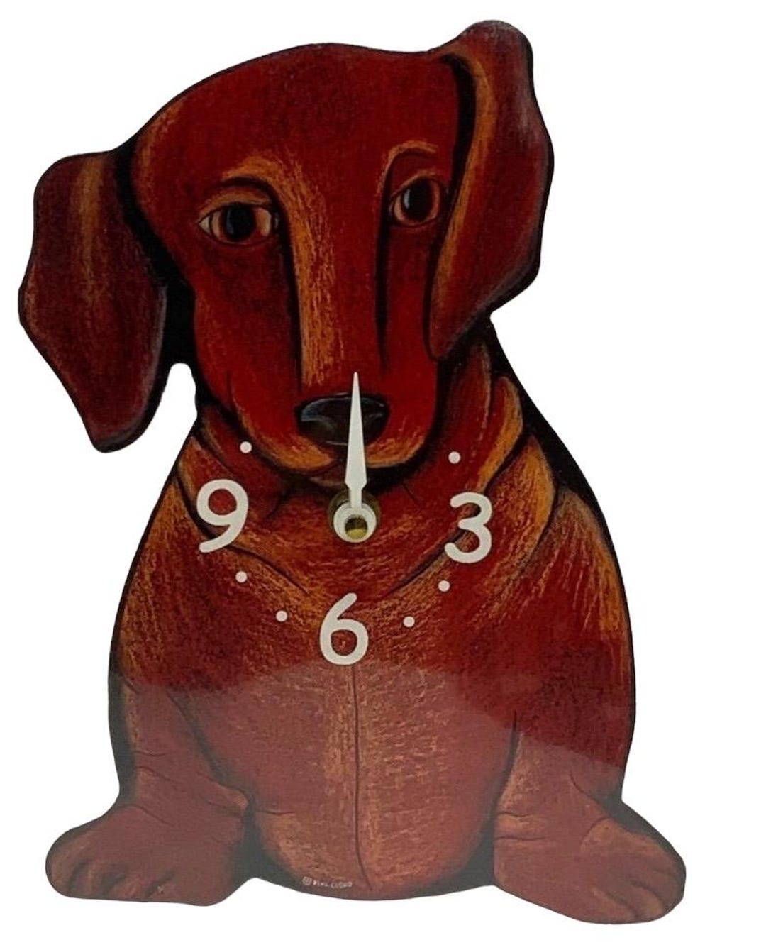 Brown Dog Clock. ‘pink Cloud’ Wall Clock With Wagging Tail. Dachshund ...