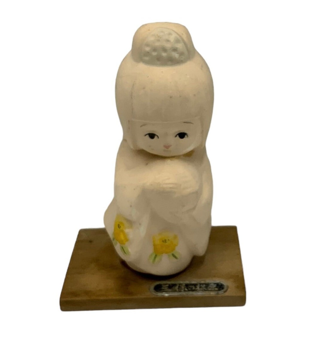 Japanese Kokeshi Doll Vtg Ceramic Figurine Kimono Girl Hot Spring ...